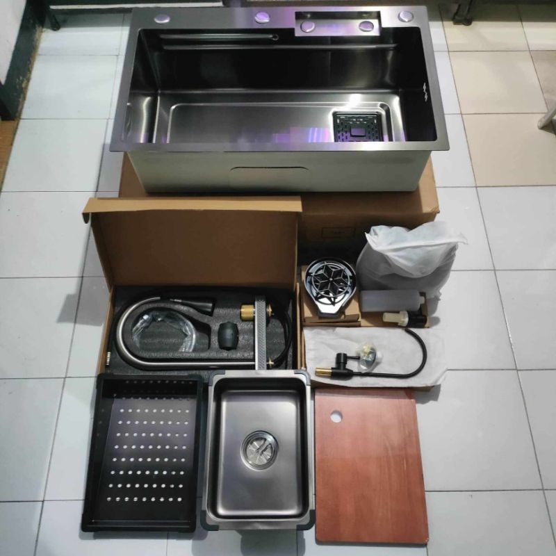 Modern 10 in 1 kitchen Sink Complete Set Stainless Steel 75cm x 45cm ...