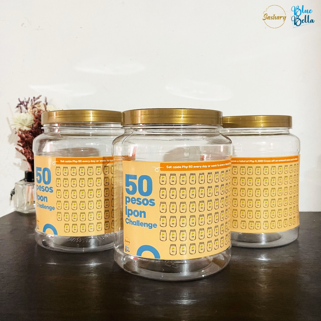 50 pesos ipon challenge [Transparent mini jar coinbank/ alkansya ...