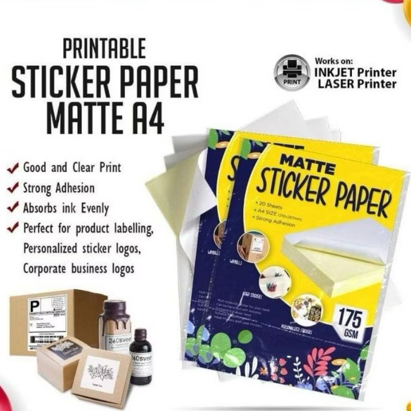 Matte Sticker Paper A4 175GSM (20 sheets) | Shopee Philippines