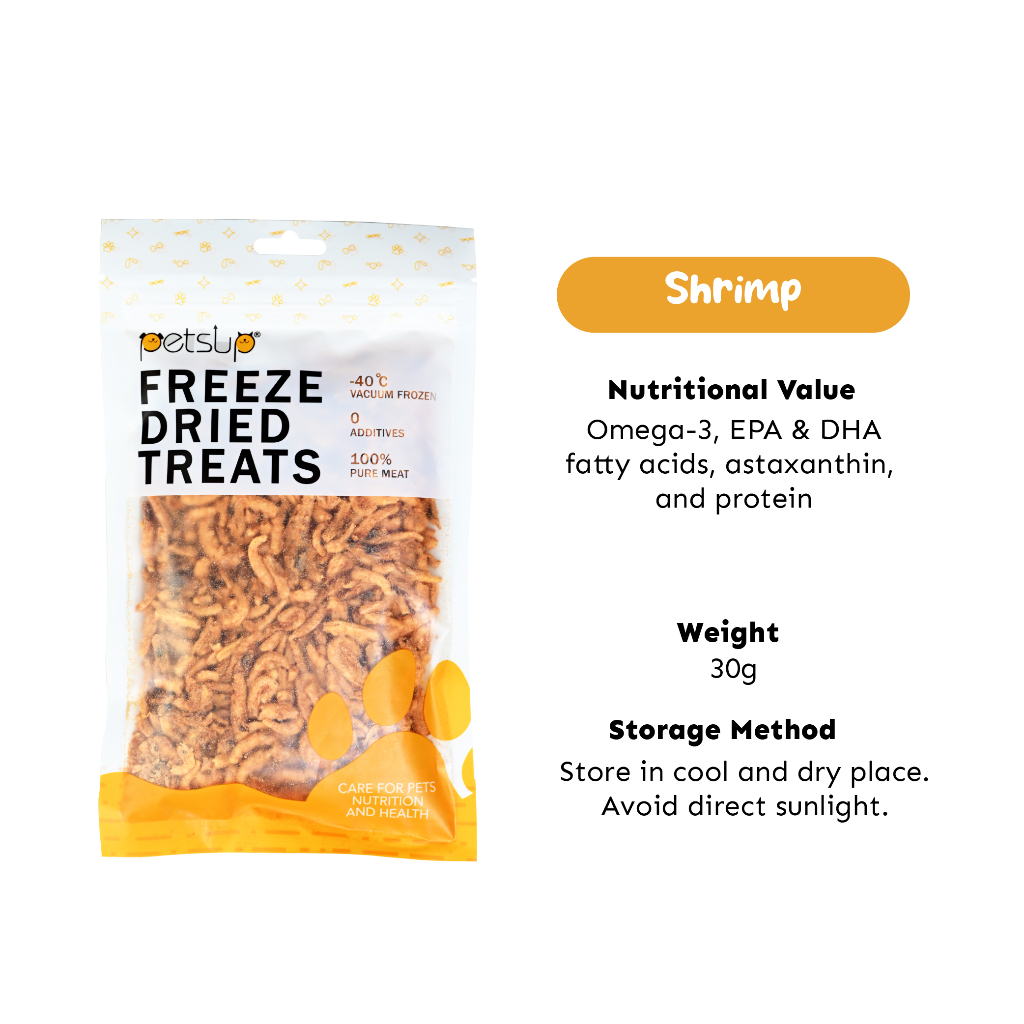 Petsup Freeze Dried Treats 30g - Shrimp - Dry Snacks for Cat Kitten Dog ...