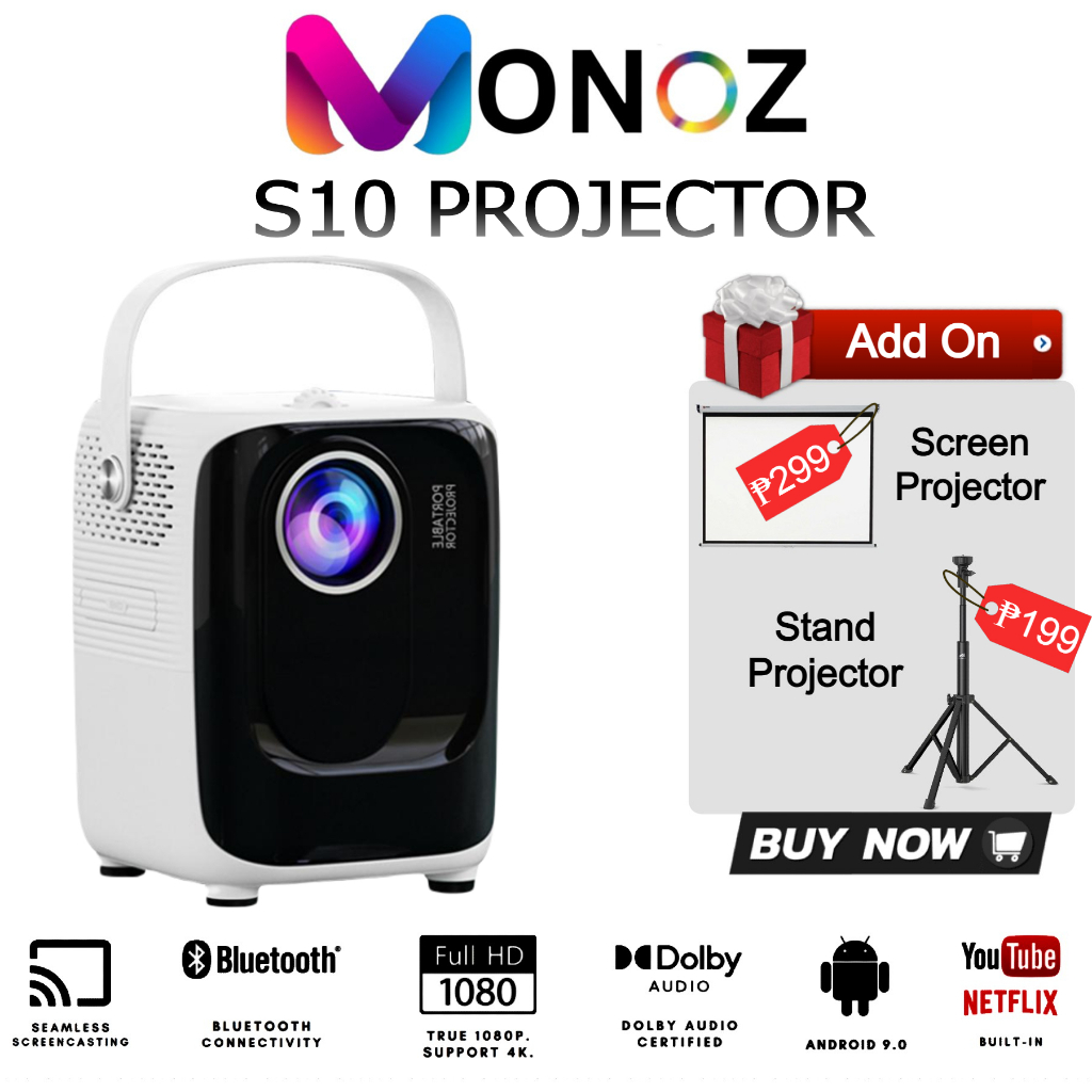 NEW 2024 Projector S10 Portable Smart Mini 4K UHD LED Projector OS ...