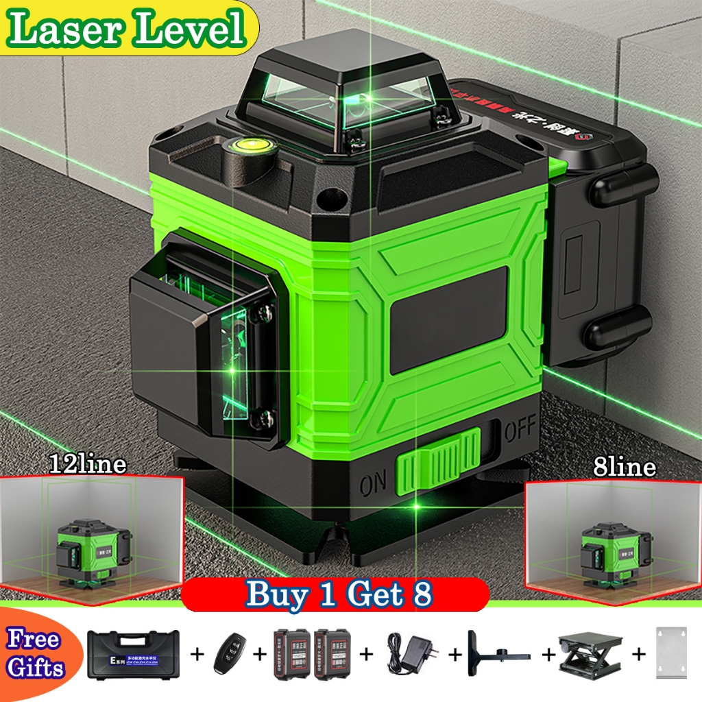 Laser Level Meter 8 Line Intense Green Light Gradienter High Precision ...