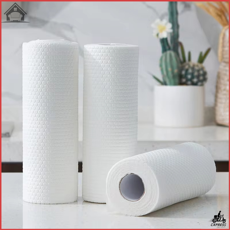 50pcs/Roll Lazy Tissue Rag Paper Oil Absorbent Paper Towel Washable ...