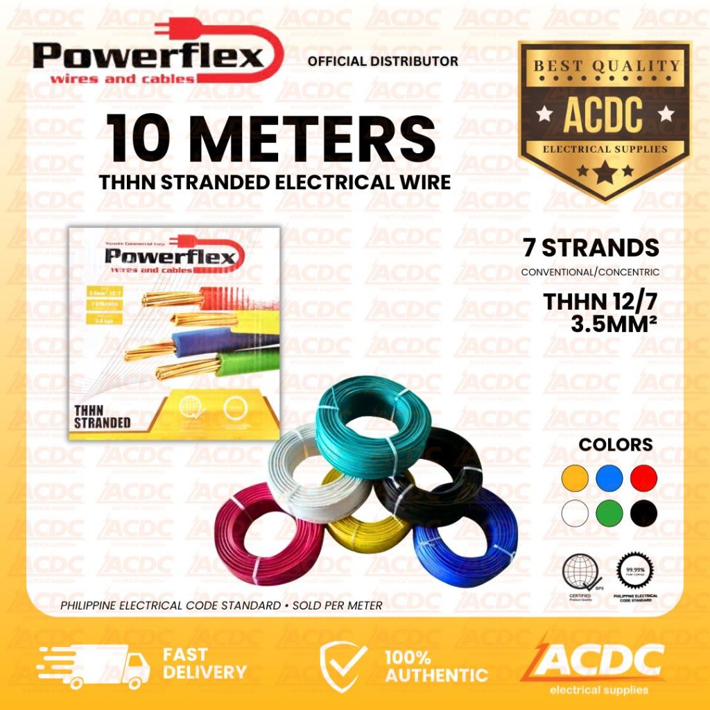 10 METERS #12 Powerflex THHN 3.5mm2 Stranded Cable Wire #12 Stranded ...