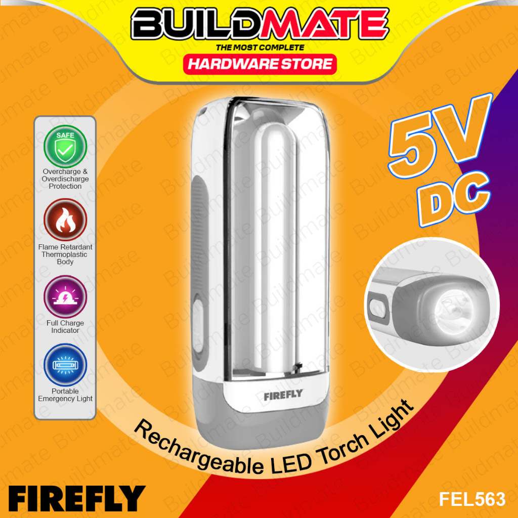 BUILDMATE Firefly Handy Rechargeable LED Torch Light 5V DC Portable Handheld Flashlight Lamp ...