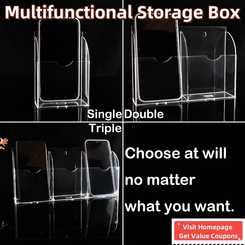 Multifunctional Acrylic Storage Box Remote Control Box Wall Mounted ...