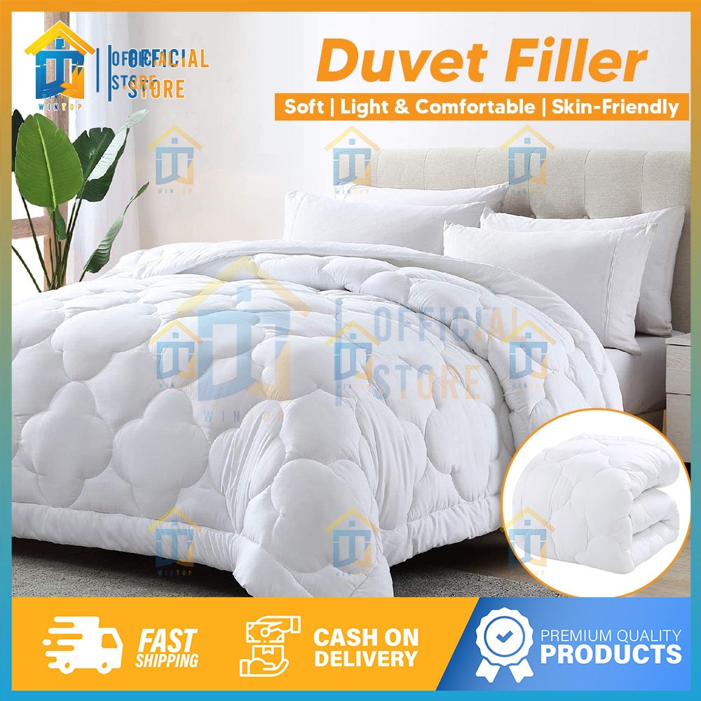 Wintop】 Plain White Comforter Duvet Filler Cotton Alternative Bed ...