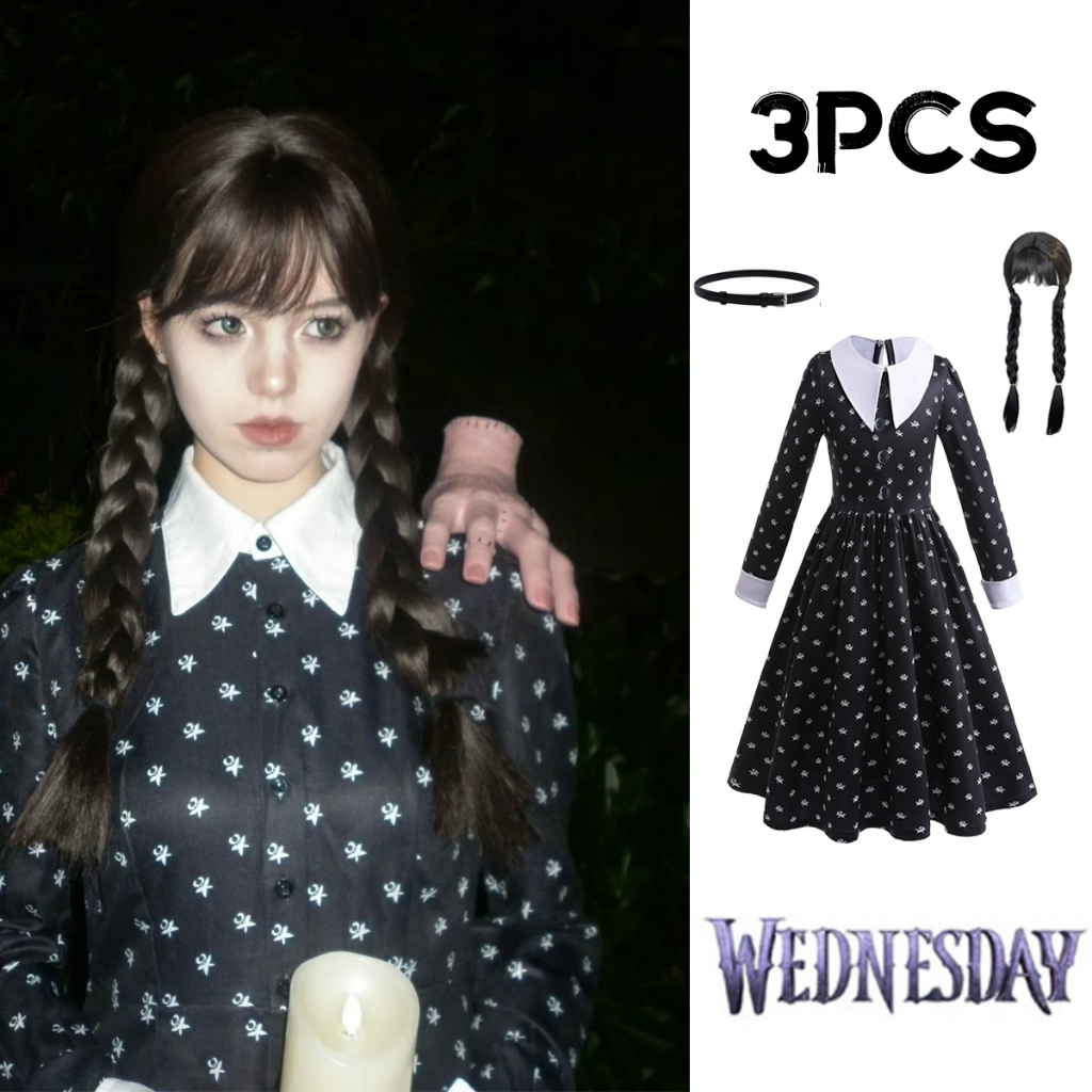 Anime Dress The Adams Family Cosplay WWednesday Adams. Black Dress ...