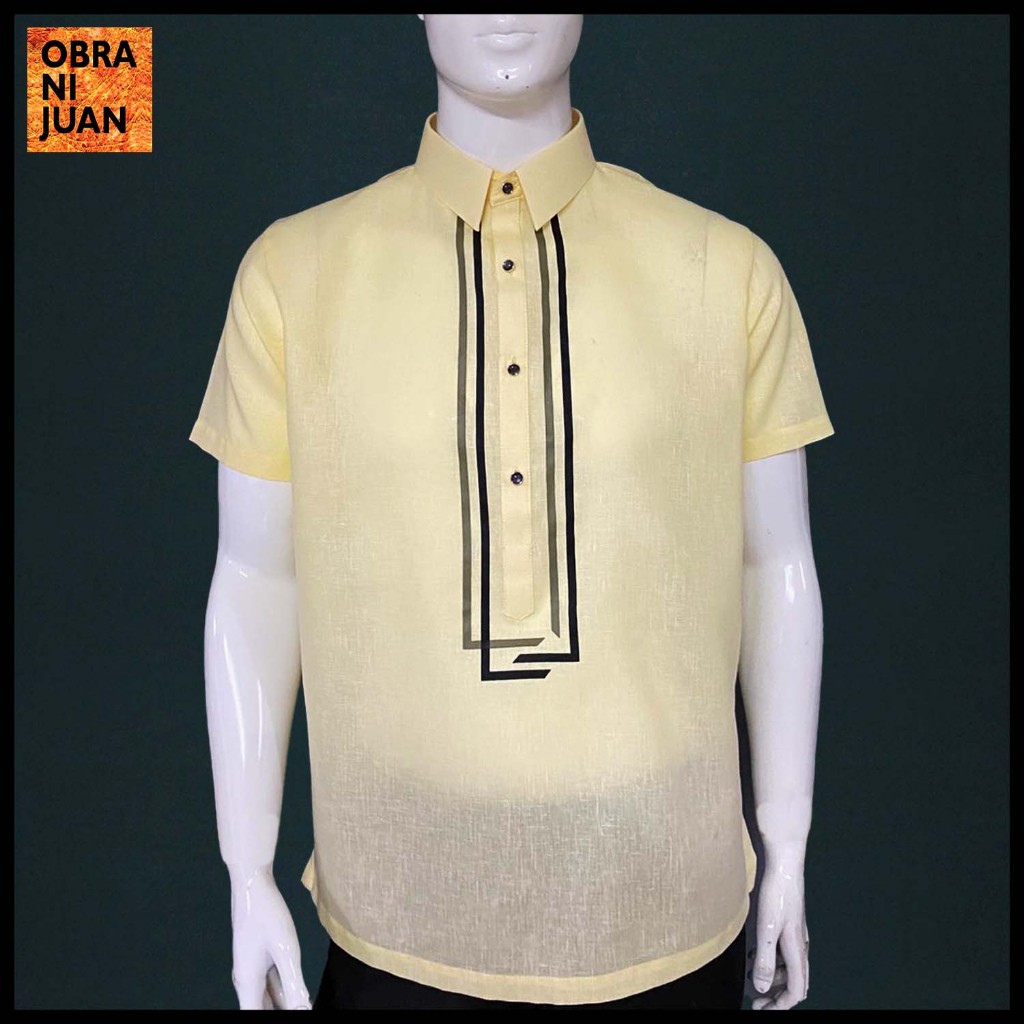 Obra ni Juan Inno Fit (Regular Fit) Polo Barong with Print - Yellow ...
