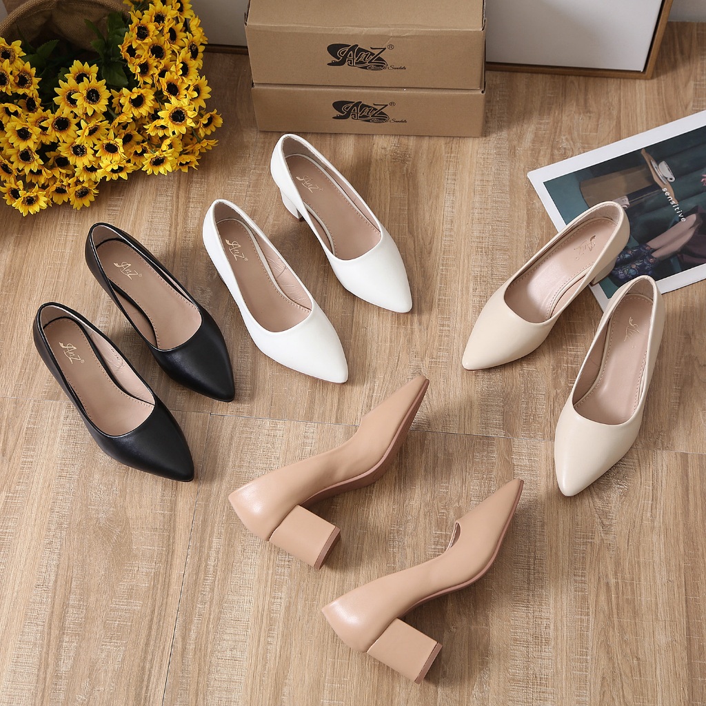 2 inch Korean Classy Leather slip on High Heels Office Work Shoes For ...