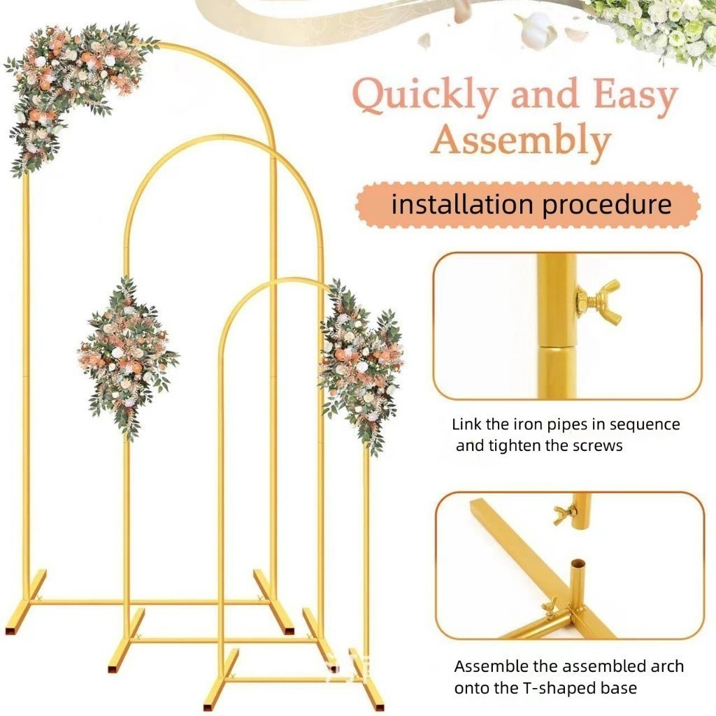 （COD)3pcs Wedding Arch Flower Frame Stand Props Background Greeting ...