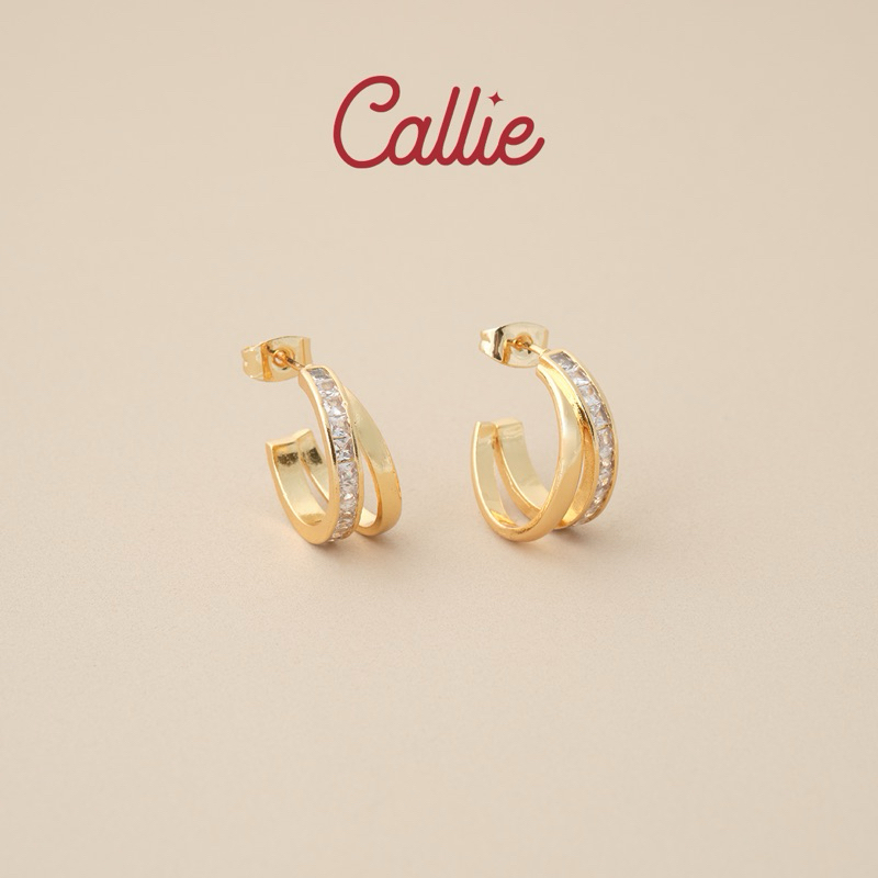 Callie 14k Gold Plated Gabie Double Hoop Stud Earrings Shop Callie ...