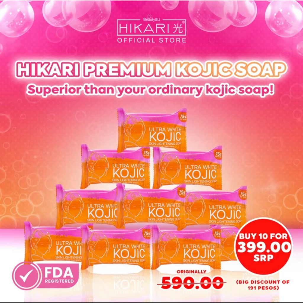 10pcs Hikari Ultra White Kojic Soap 75g Bar for extensive whitening ...