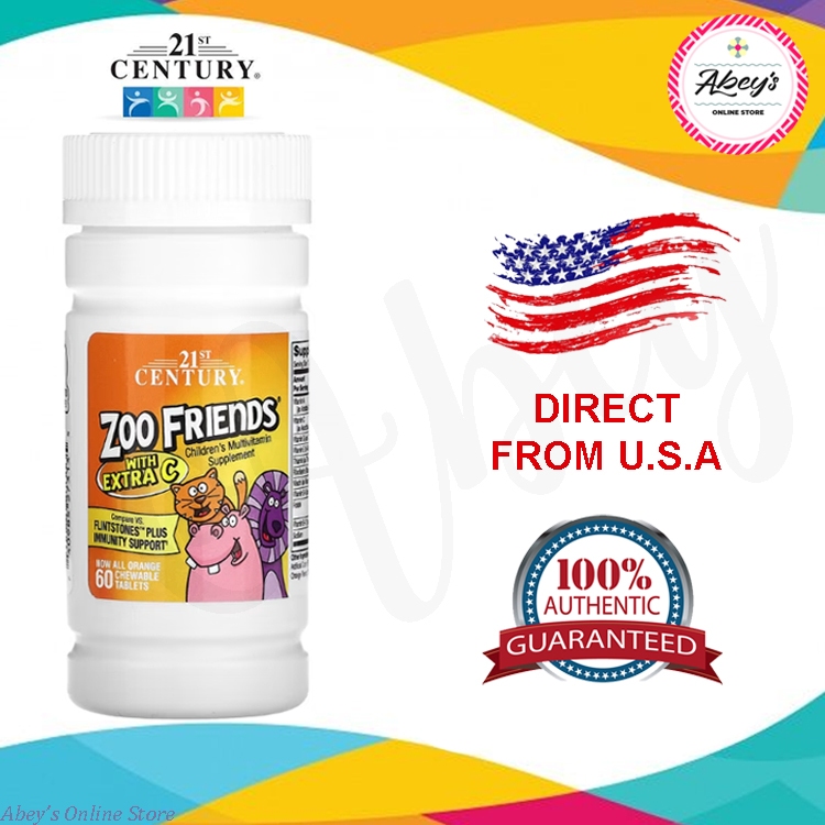 21st Century, Zoo Friends with Extra C, Orange, 60 Chewable Tablets ...