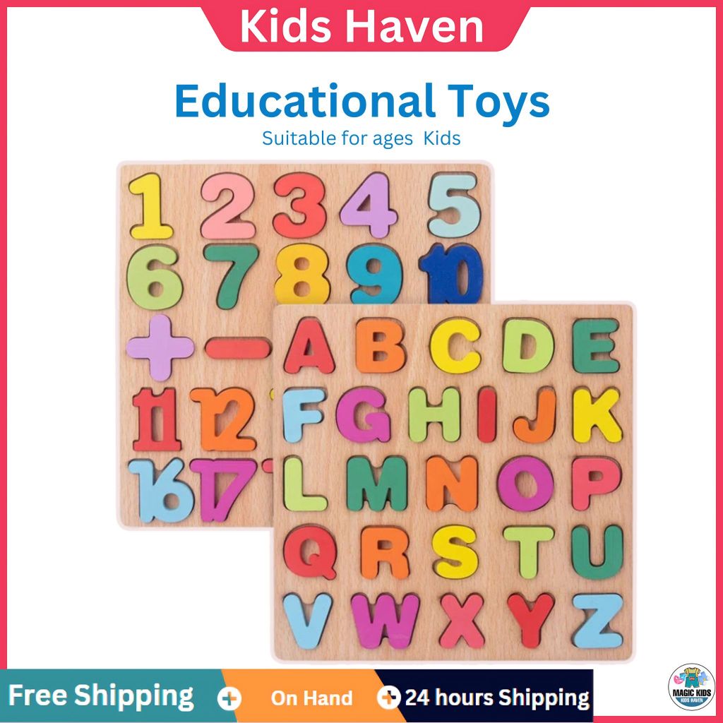 Kids Haven Wooden Alphabet Puzzles, Learning Educational Toys (ABCD ...