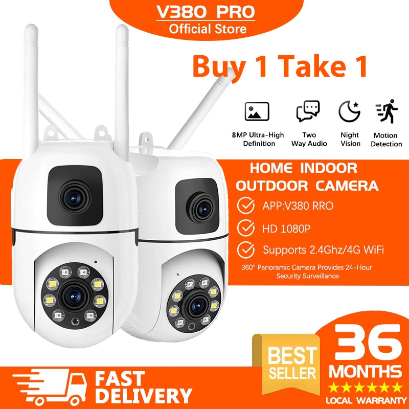 Buy 1 Take 1 V380 Pro Dual Lens CCTV Camera 8MP+8MP 5G No WIFI Needed Night Vision Waterproof ...