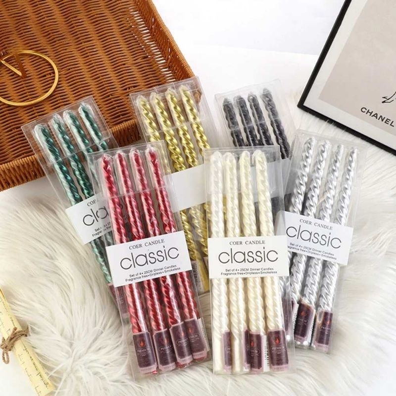 4pcs European Style Long Candles 10 Inch Christmas Candles For Dining ...