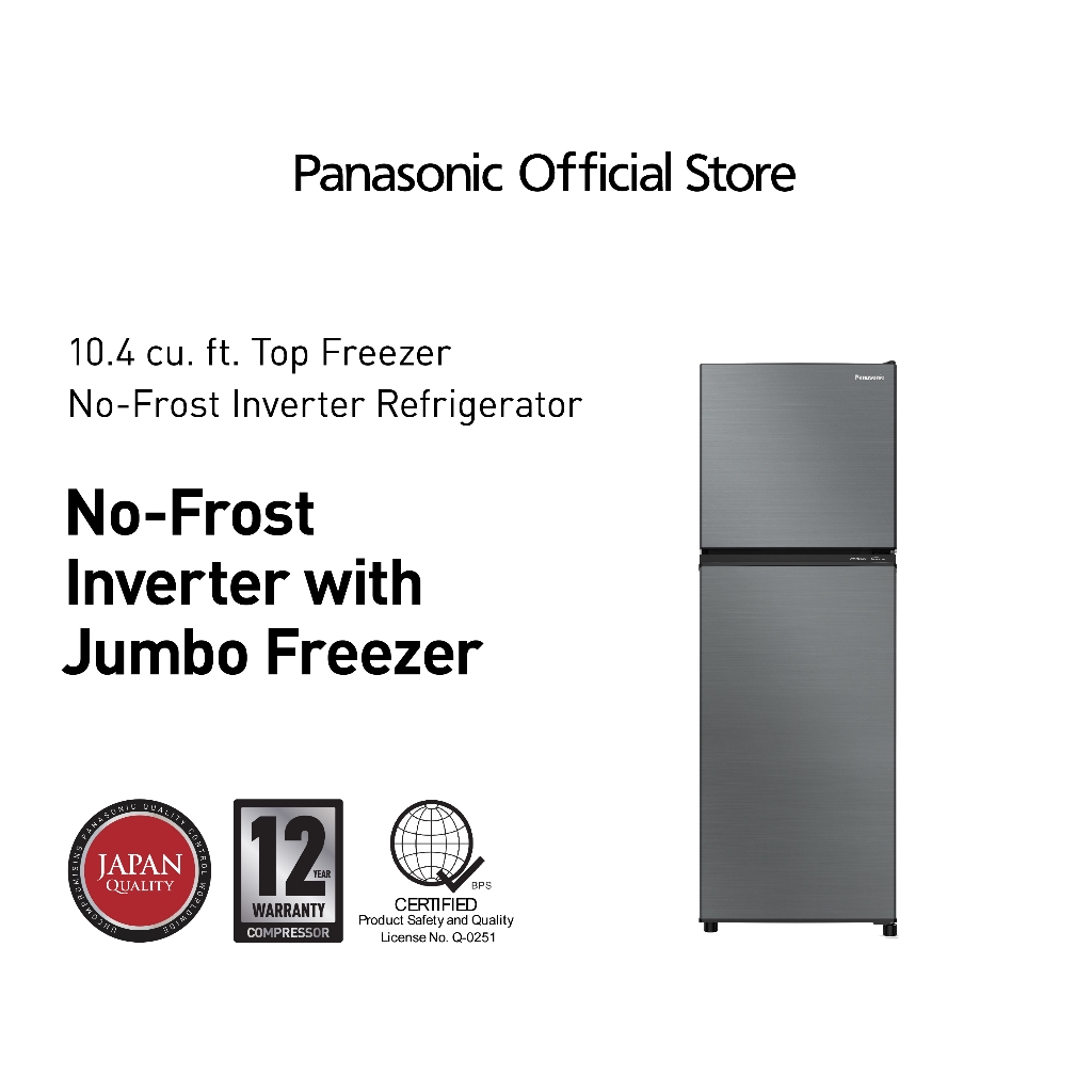 Panasonic NR-BP292VS 10.4 cu ft No-Frost Inverter Type Two Door Top ...