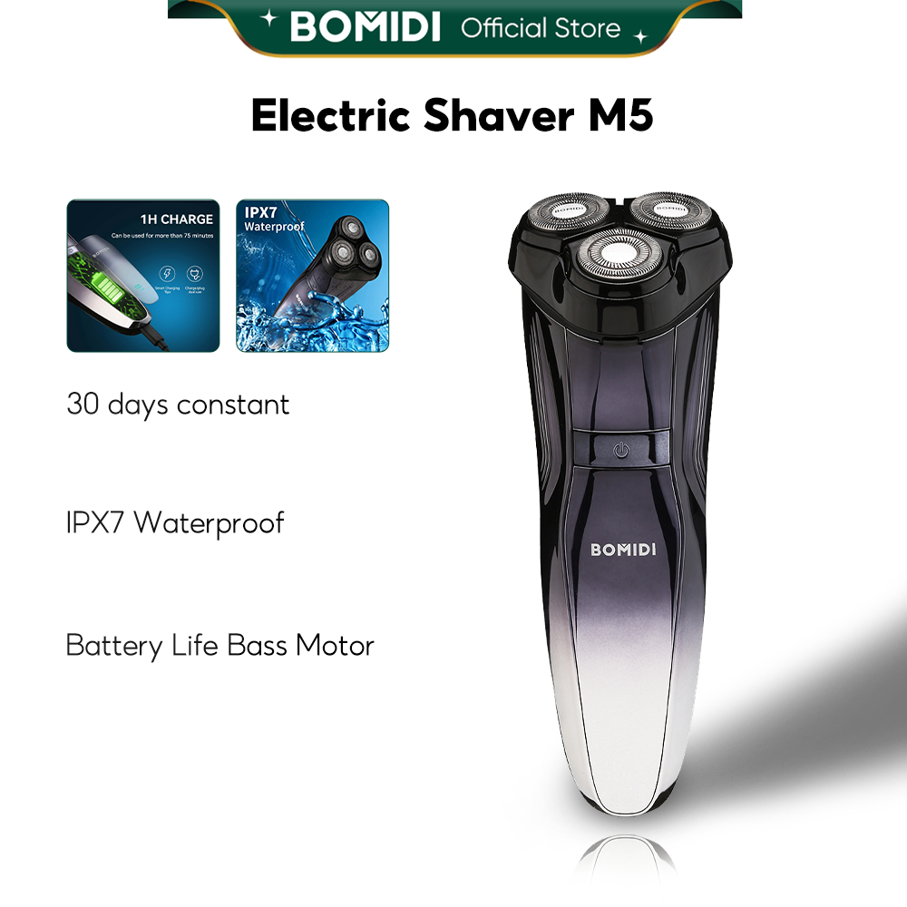 BOMIDI Electric Rechargeable Shaver and Trimmer with 3D Rotating Razors ...