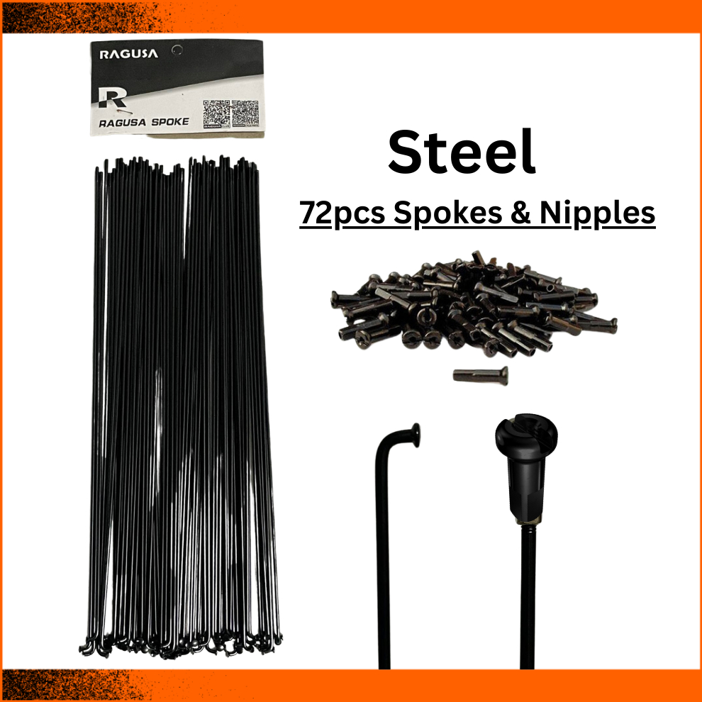 72pcs Ragusa Bicycle Steel Spokes & Nipples 26 27.5 29 14g for MTB ...