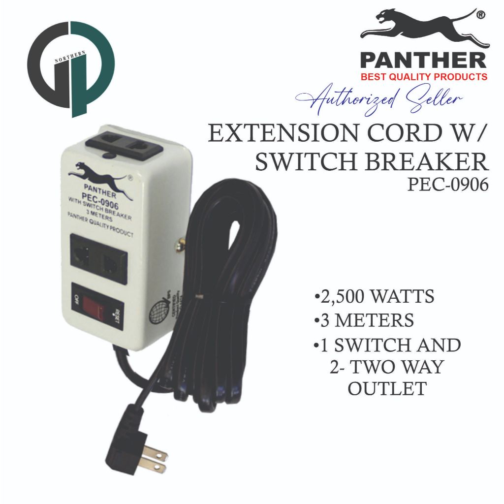 Panther Extension Cord 1switch 2-Two way outlets PEC-0906 - GPNorthern ...