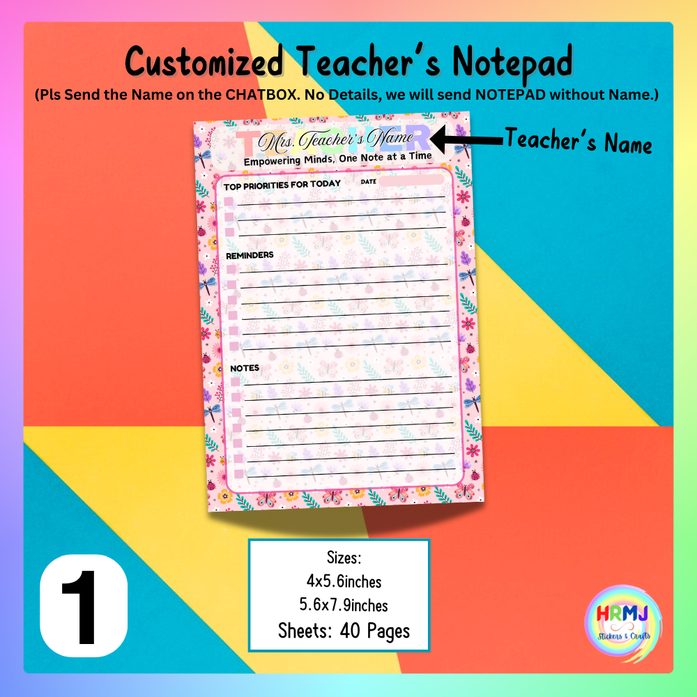 Customized Teacher's Notepads | Teacher's Day Gift Ideas | 70gsm | 40 ...