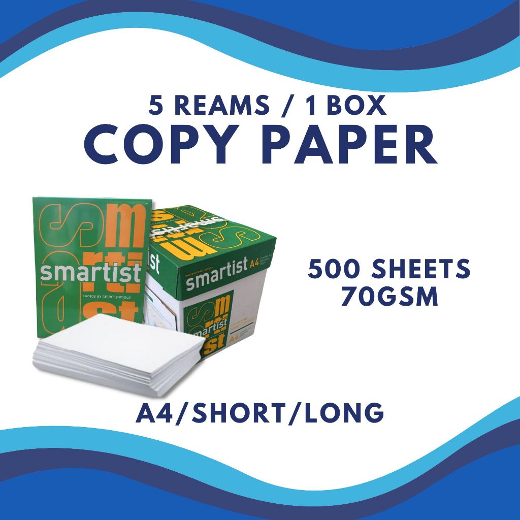 [5 Reams] Smartist Copy Paper | Bond Paper - Short / Long / A4 (500 ...