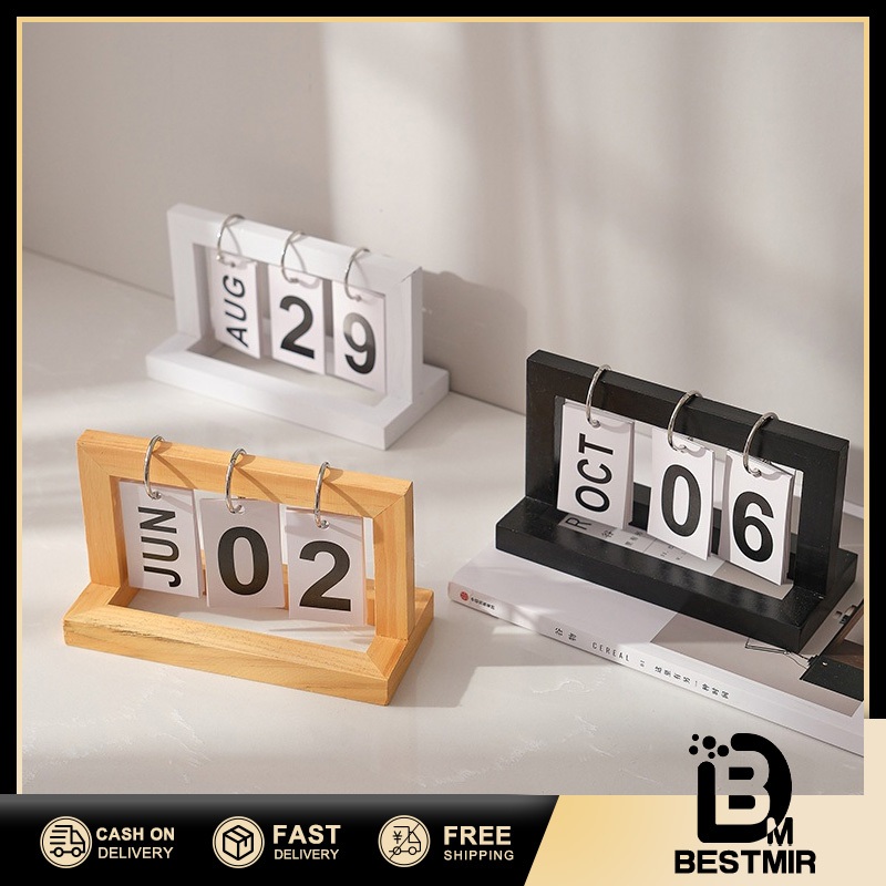 Page Turning Calendar Creative Wooden Calendar Decorative Flip Table ...