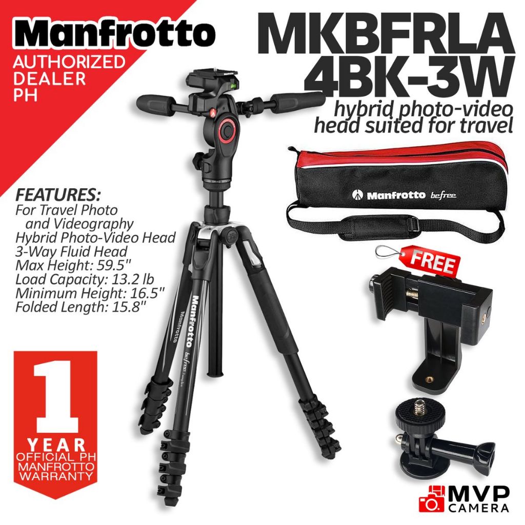 [AUTHORIZED PH] MANFROTTO MKBFRLA4BK-3W Befree 3-Way Live Advanced Tripod MVP CAMERA | Shopee ...