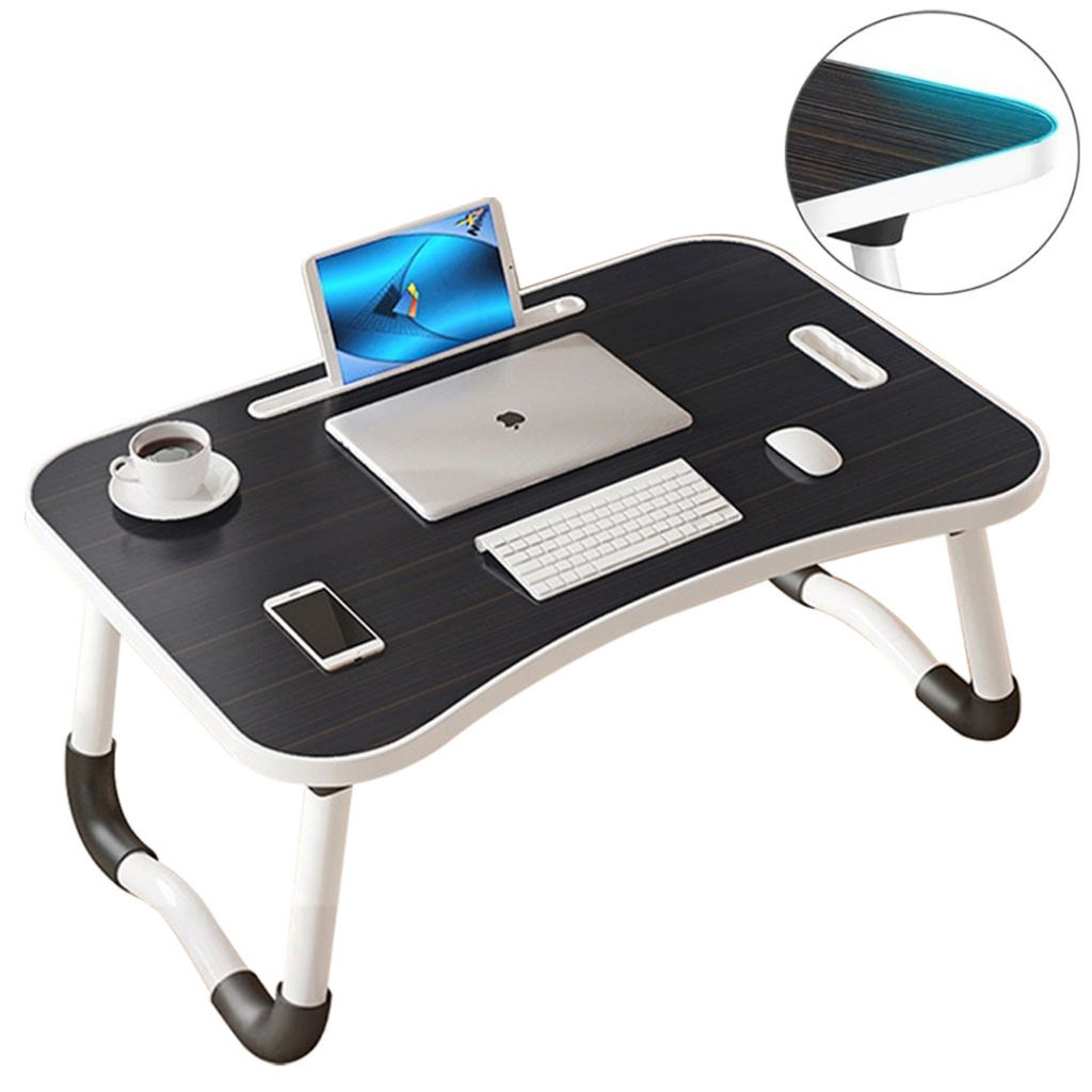 Injection Molded Study Table 60×40×28cm Foldable Wooden Computer Bed ...