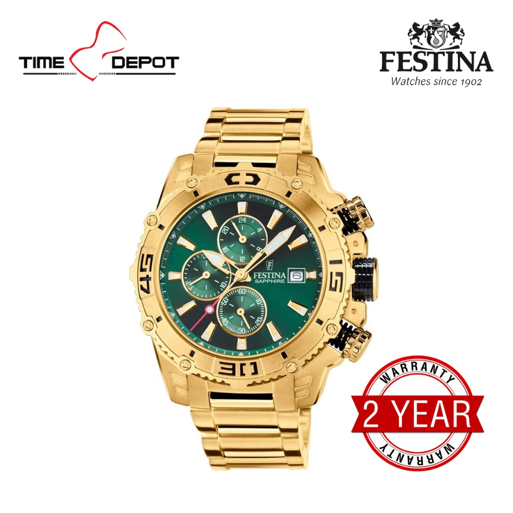 Festina F20492/3 Chronograph Gold Stainless Steel Strap Watch For Men ...