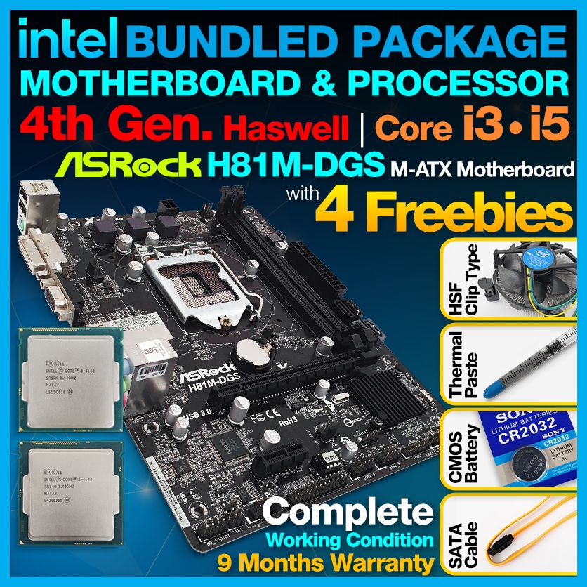 4th Gen. Intel Processor & Motherboard Bundle Package with 4 Free Gifts | Shopee Philippines