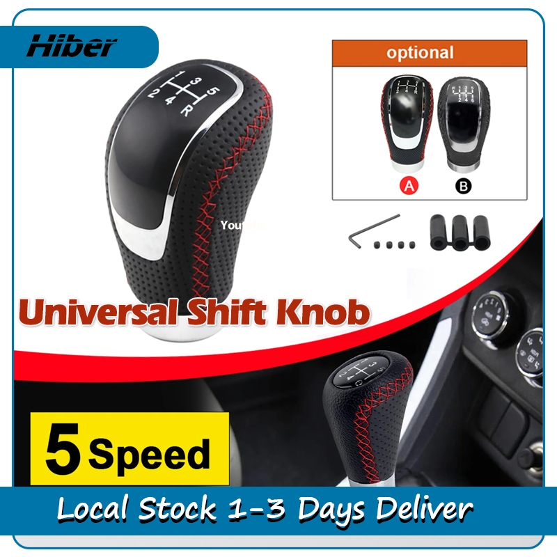 Universal 5/6 Speed Gear Shift Knob Shifter Leather Manual Car Gear ...