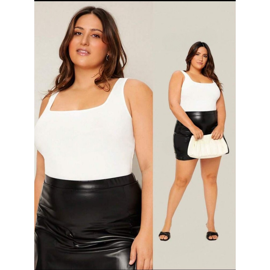 SH Plus Size Square Neck Tank Top | Double-Lined | Full-Length Sando ...