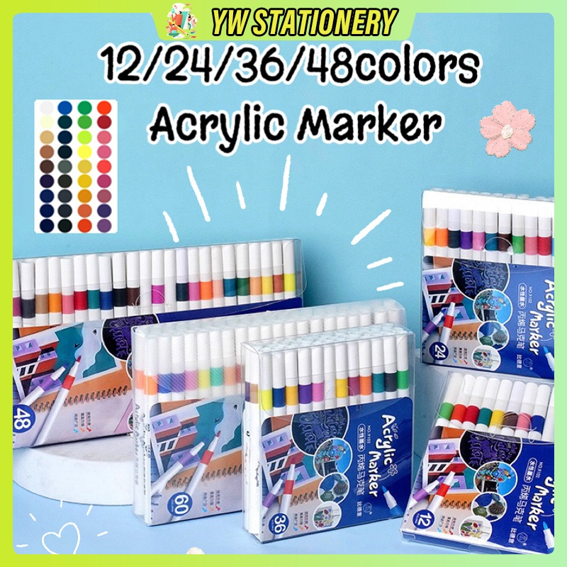 12/24/36/48/60/80 Colors Acrylic Marker Pens Highlighter Pen Set ...