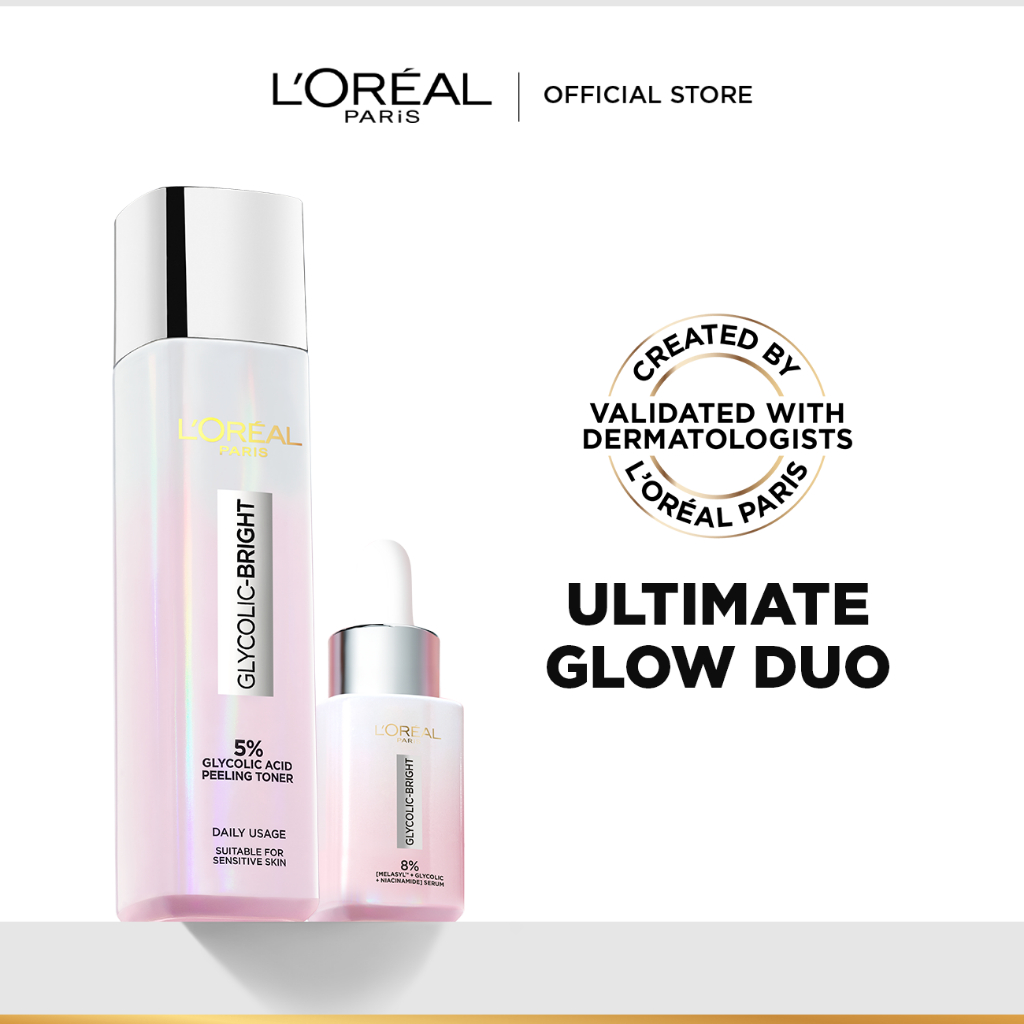 LOreal Paris Glycolic Bright Instant Ultimate Glow Duo Travel Toner ...