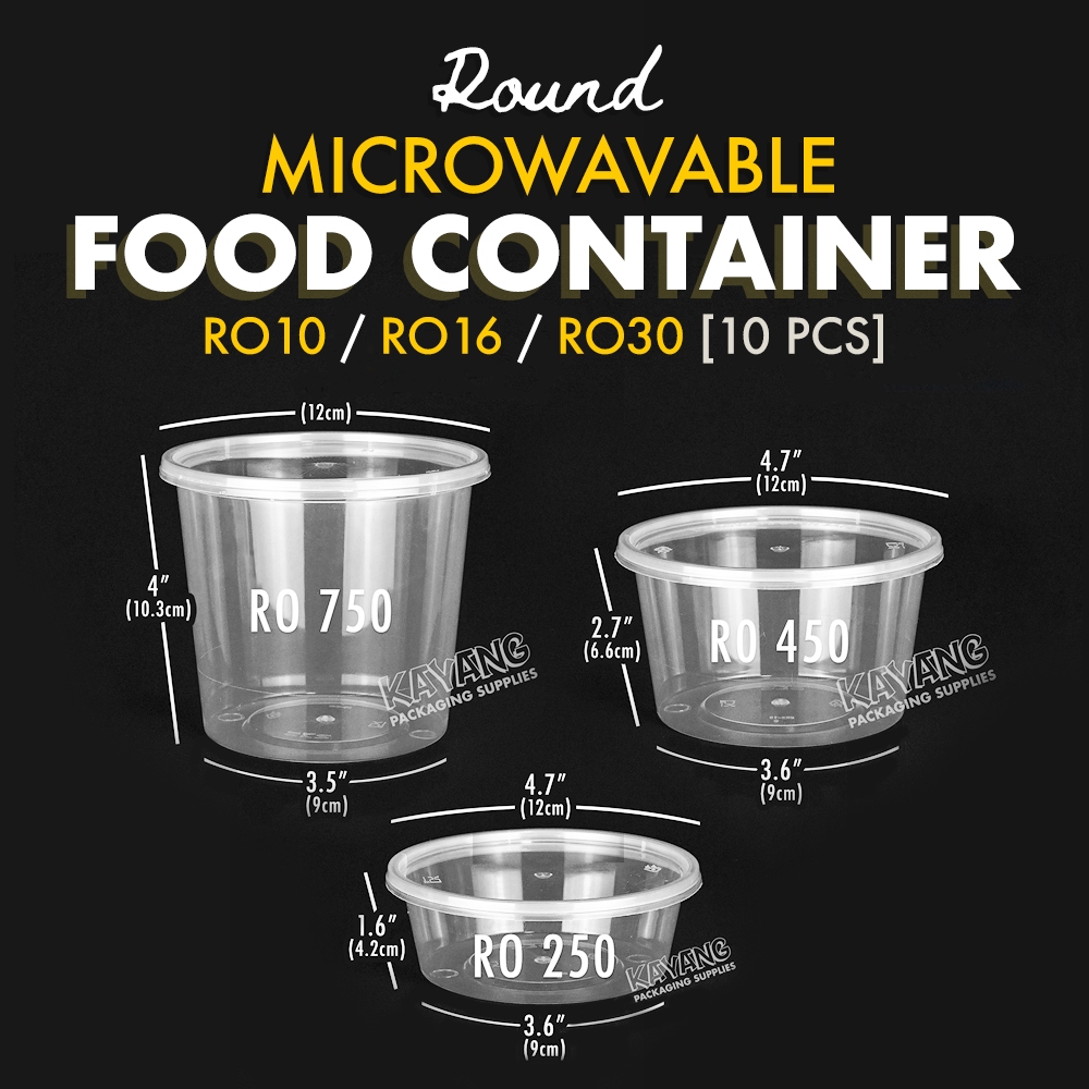 [10pcs] Round Microwavable Food Container, RO10 RO16 RO30 Plastic tub ...