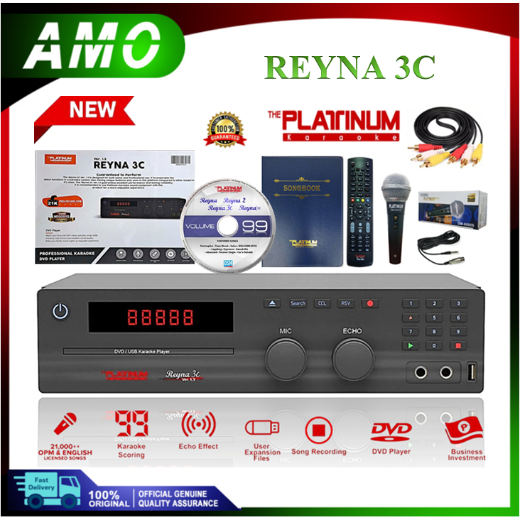 The Platinum Reyna 3C Karaoke PLAYER (Black) With Free Platinum Wired Microphone VOLUME 99 (2024 ...