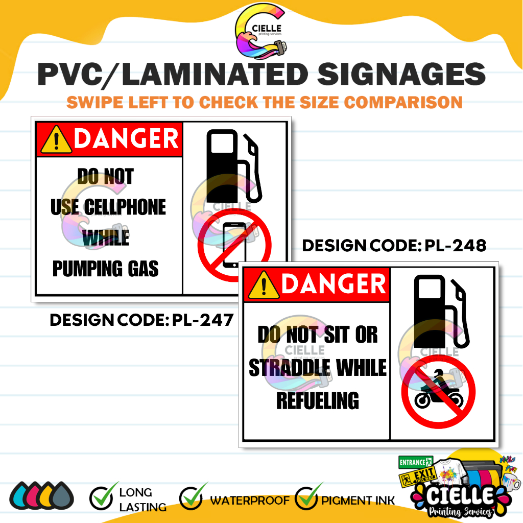 PVC/LAMINATED/STICKER SIGNAGES (PL-247&PL-248) - DO NOT USE CELLPHONE ...