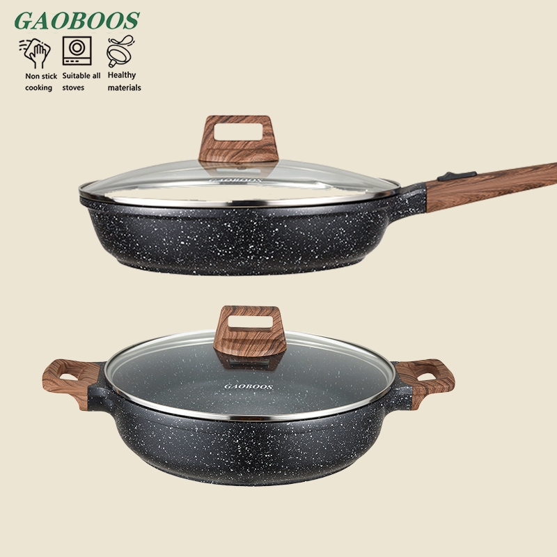 Gaoboos Premium Non Stick Ceramic Coating Marble Cookware Set Frying ...
