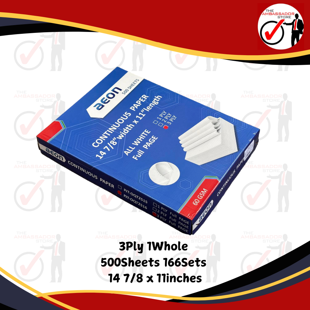 AEON 3Ply Carbonless Continuous Computer Form 60gsm 500Sheets 14 7/8 X ...