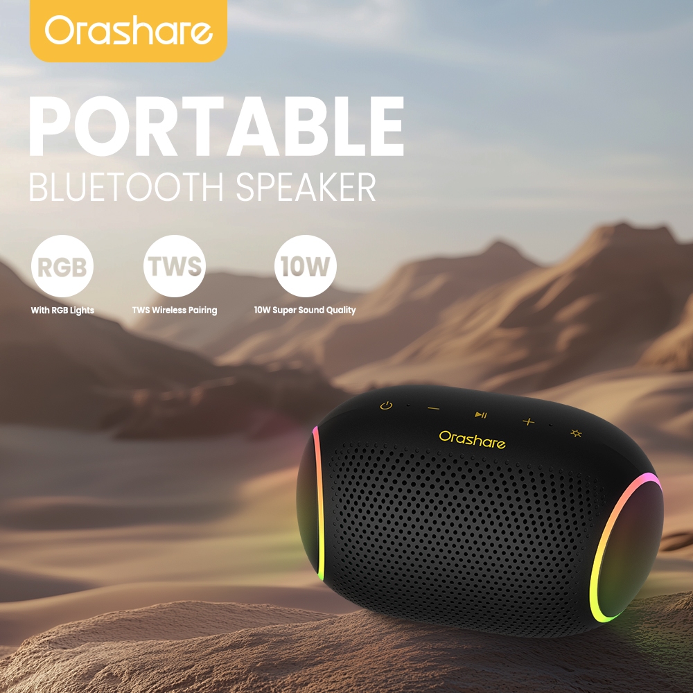 Orashare BS18 Portable Bluetooth Speaker With RGB Light 10W High Quality Sound BT5.3 IPX5 ...