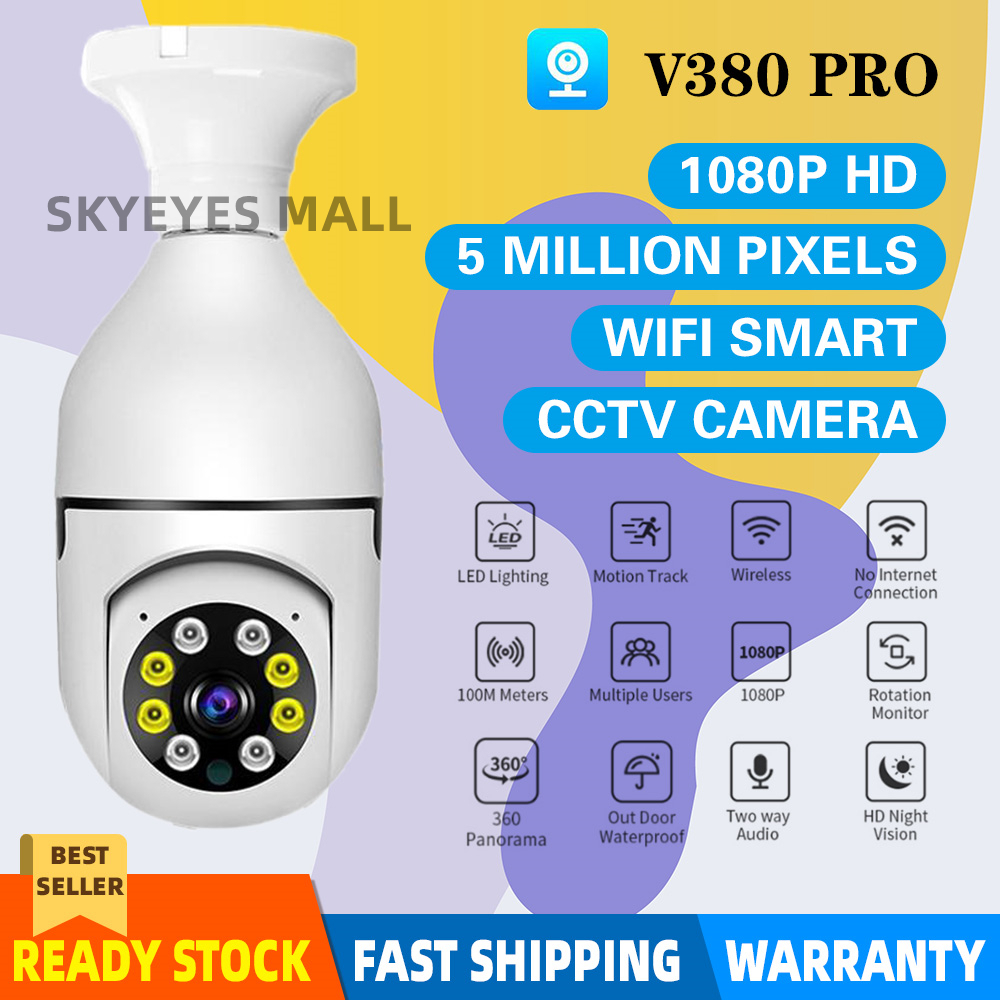 V360 Pro E27A Bulb Camera 360 Degree 1080P Wi-Fi Wireless Night Vision ...