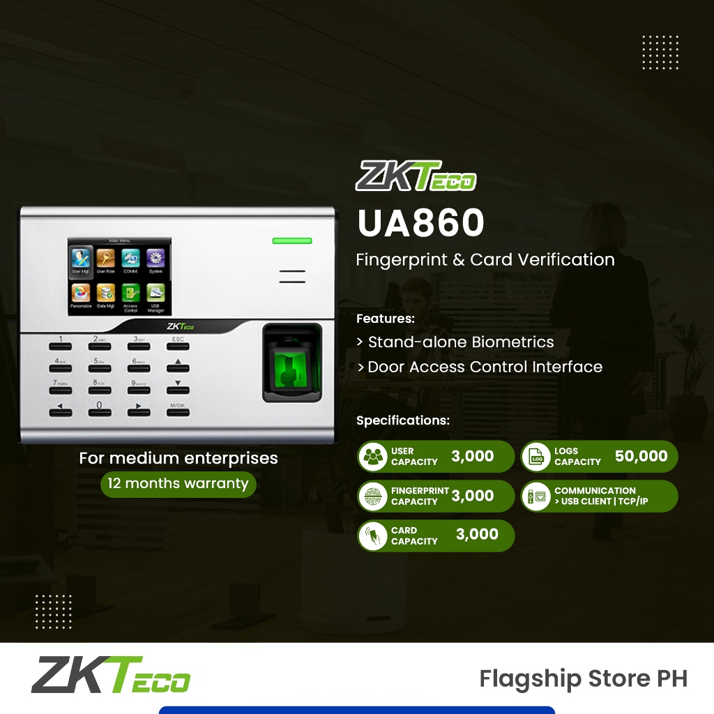 ZKTECO Fingerprint and Card Attendance Biometrics UA860 with Free ...