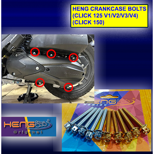 HENG Orig. Crankcase Bolts for HONDA CLICK 125 V1/V2/V3 & CLICK 150 ...