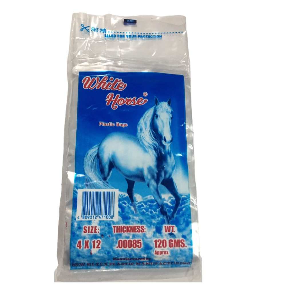 White Horse Plastic Ice Bag Transparent 100 Pcs. Plastic 4x12 | Shopee ...