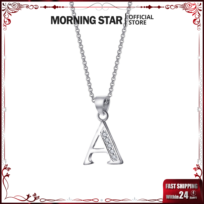 Morning Star Silver Small Stone Letter Necklace A-J | Shopee Philippines
