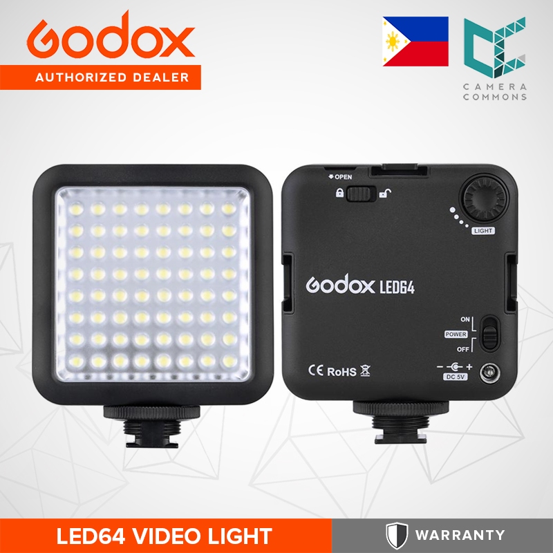 Godox LED64 Portable & Dimmable Continuous On Camera LED Panel Video Light for DSLR Cameras ...