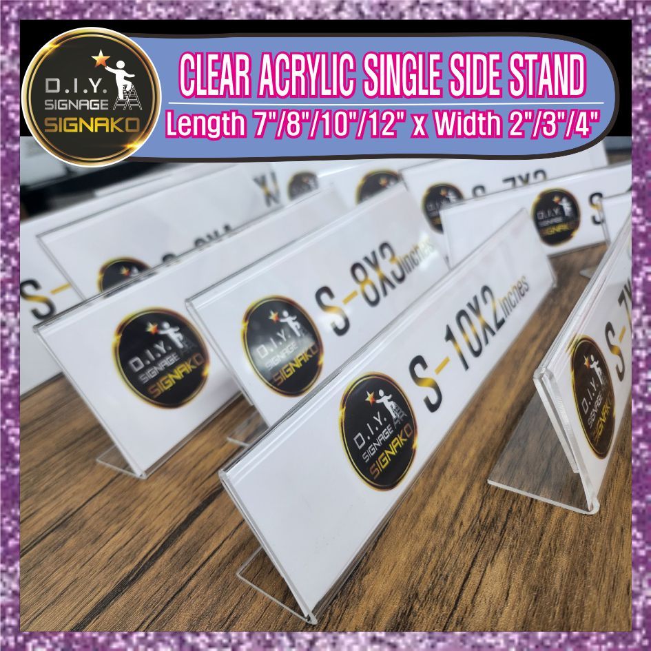 Clear Acrylic Single Sided Stand / SLANT Table Name Sign Holder ...