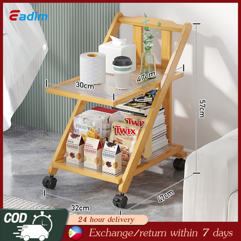 Storage Cart Coffee Table Foldable Storage Rack Sofa Side Table Storage ...